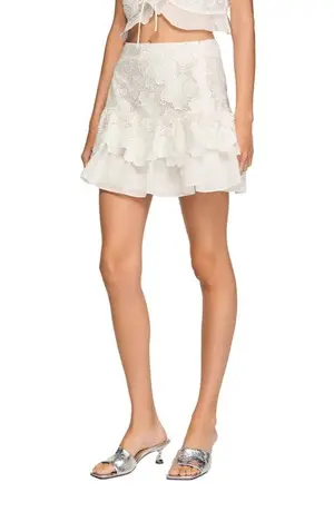 Sandro Short Flared Guipure Skirt