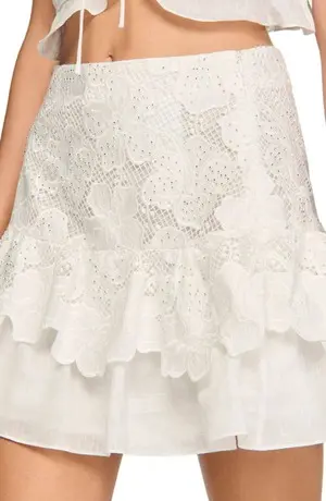 Sandro Short Flared Guipure Skirt