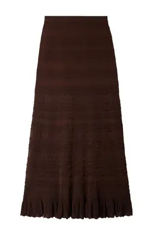 Sandro Pointelle Knit Maxi Skirt - Brown