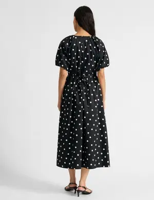 ALBARAY Spot V-neck Midi Dress