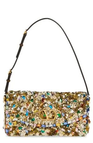 Valentino Garavani Embellished Shoulder Bag Multi Silver