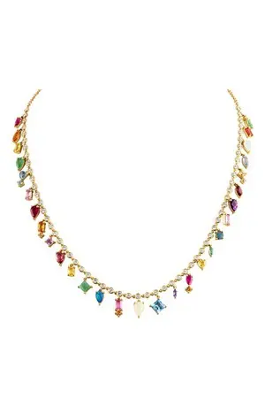 EDEN PRESLEY 14k Gold Collar Necklace With Diamonds And Gemstones - Rainbow