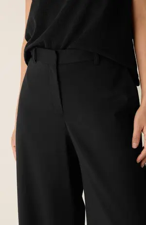 Eileen Fisher High Waist Ankle Wide Leg Pants - Black