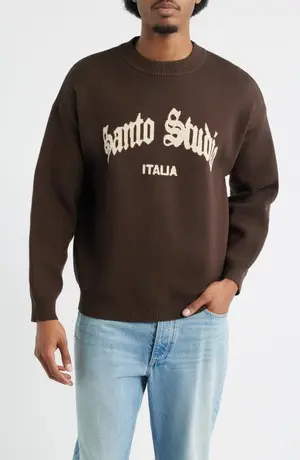 SANTO STUDIO University Graphic Knit Sweater