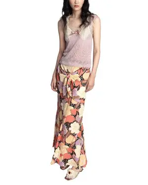 Anna Sui Floral Printed Crepe Maxi Skirt - Sunset Multi