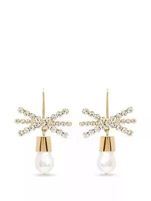 Erdem Crystal Bow Earrings - Gold