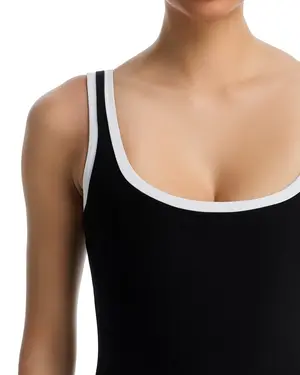 STYLEST Dreamsculpt Piped Square Neck Tank One Piece Swimsuit