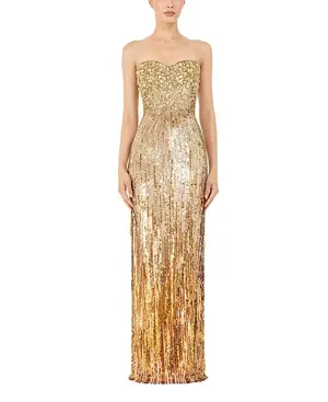 Jenny Packham Cesonia Embellished Strapless Maxi Dress - Illusion