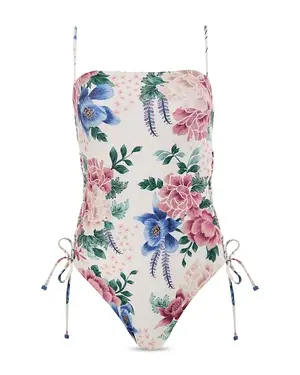 Agua Bendita Posh Ivy Lace Up One Piece - Multi