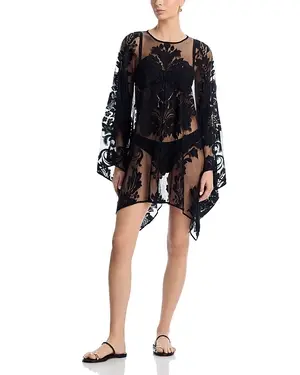 Norma Kamali Mini Cover Up Caftan - Black