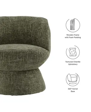 MODWAY Vesta Chenille Fabric Upholstered Swivel Chair
