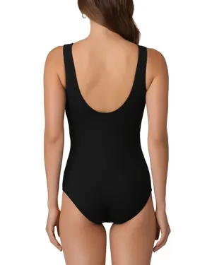 Shoshanna Lace Up One Piece Swimsuit - Jet