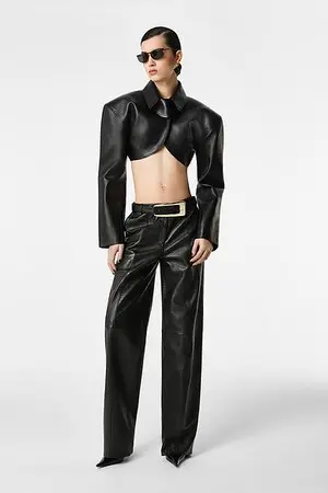 Revolve Agnes Cropped Leather Jacket