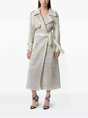 Philipp Plein Long Leather Trench Coat - Neutrals