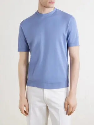 Altea Cotton-piqué T-shirt - Blue
