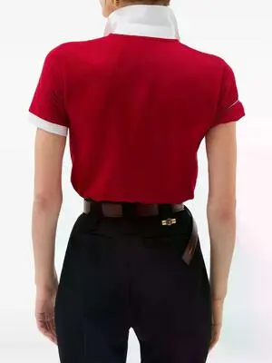 Versace Embroidered Cotton Piqué Cropped Polo - Red
