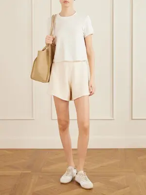 Suzie Kondi Carpi Cotton-blend Terry T-shirt - Neutrals