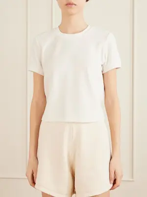 Suzie Kondi Carpi Cotton-blend Terry T-shirt - Neutrals