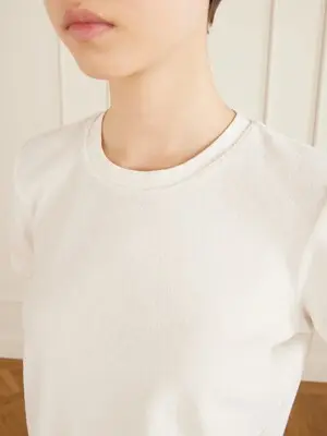 Suzie Kondi Carpi Cotton-blend Terry T-shirt - Neutrals