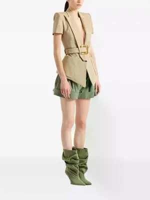 Balmain Anthem Belted Gabardine Jacket - Neutrals