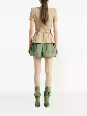 Balmain Anthem Belted Gabardine Jacket - Neutrals