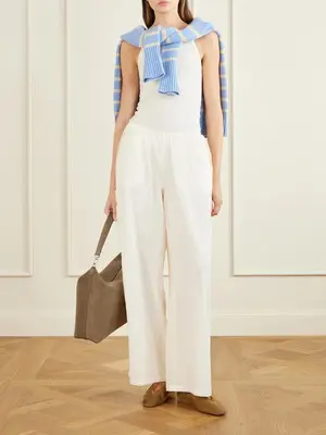 LA LIGNE Crinkled-satin Wide-leg Cargo Trousers