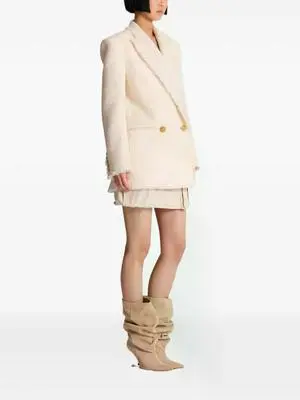 Balmain Fringed Two-button Tweed Jacket - Neutrals