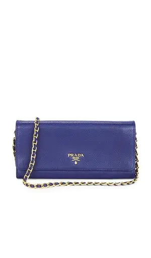 Undefined Prada Vitello Wallet On Chain - Blue