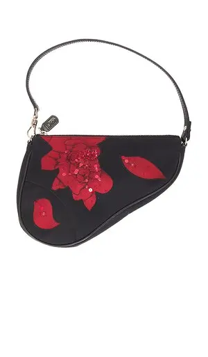 Undefined Dior Satin Embroidered Limited Edition Mini Saddle Bag - Black