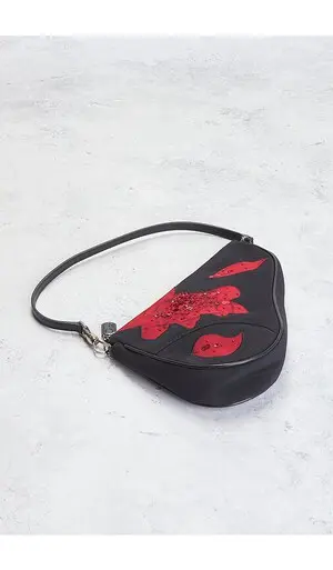 Undefined Dior Satin Embroidered Limited Edition Mini Saddle Bag