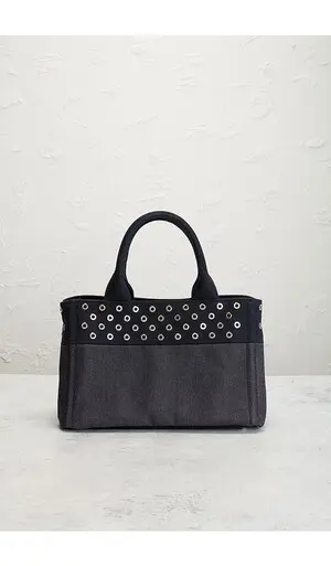 Undefined Prada Studded Denim Canapa Tote Bag