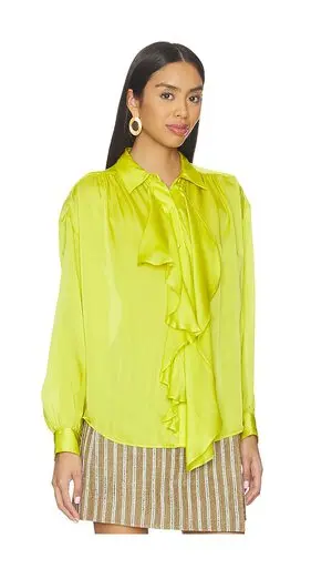Ulla Johnson Gesture Long Sleeve Silk Blouse - Chartreuse