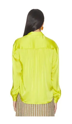 Ulla Johnson Gesture Long Sleeve Silk Blouse - Chartreuse