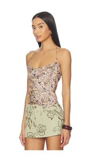 JULIET JOHNSTONE Satin Cowl Neck Halter Top
