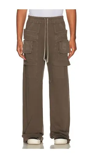 Rick Owens Creatch Cargo Drawstring Pants In Grey - Dust