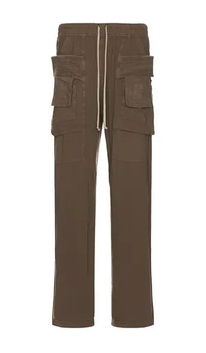 Rick Owens Creatch Cargo Drawstring Pants In Grey - Dust