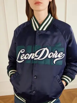 Aimé Leon Dore Logo-embroidered Satin Varsity Jacket