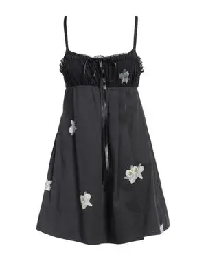 REIMAGINE PINKO X PATRICK MCDOWELL Mini Floral-print Cotton Dress - Black