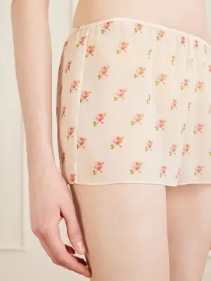 Khaite Tilly Floral-print Silk-chiffon Shorts - Pink