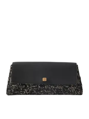 Khaite Audrey Textured-leather And Raffia Clutch - Multi
