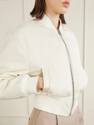 Balenciaga Cropped Shell Bomber Jacket - Neutrals