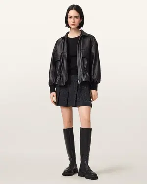 ALLSAINTS Viola Leopard Print Mini Skirt