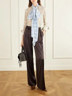 Acne Studios Serena Checked Silk-chiffon Shirt - Multi
