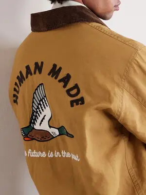 HUMAN MADE Hunting Corduroy-trimmed Padded Cotton-canvas Jacket - Neutrals