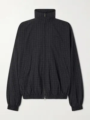 Balenciaga Logo-embroidered Checked Cotton Jacket - Blue