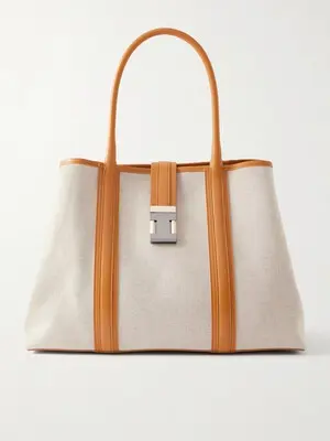 CHRISTIAN LOUBOUTIN Nox Leather-trimmed Linen Tote Bag - Neutrals
