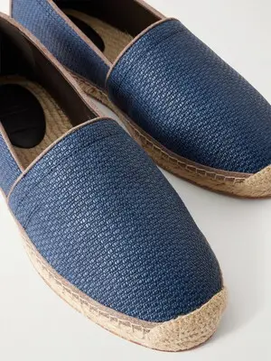 Brunello Cucinelli Suede-trimmed Raffia Espadrilles - Blue