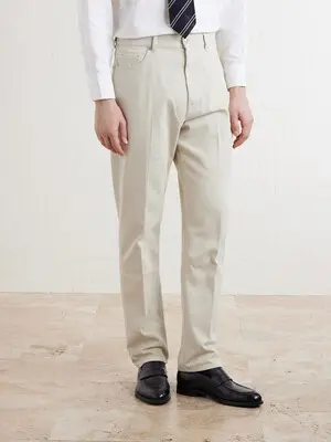 Dunhill Tapered Cotton-blend Twill Trousers - Neutrals
