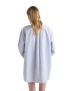 Prada Striped Cotton Shirt With Half-zipper - Light Blue