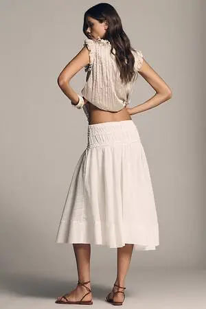 Anthropologie Gingham Midi Circle Skirt